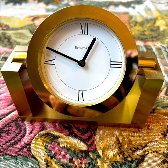 Tiffany & Co. | Office | Tiffany Co Brass Swivel Desk Clock Gold Works ...